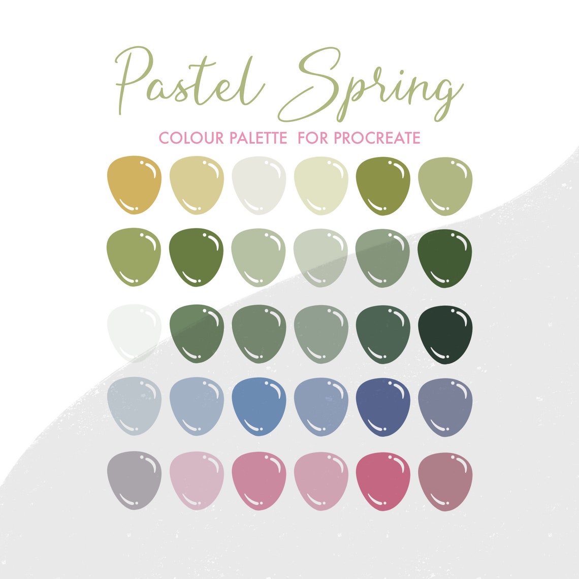 Pastel Spring Color Palette for Procreate | 30 Colours/swatches | iPad ...