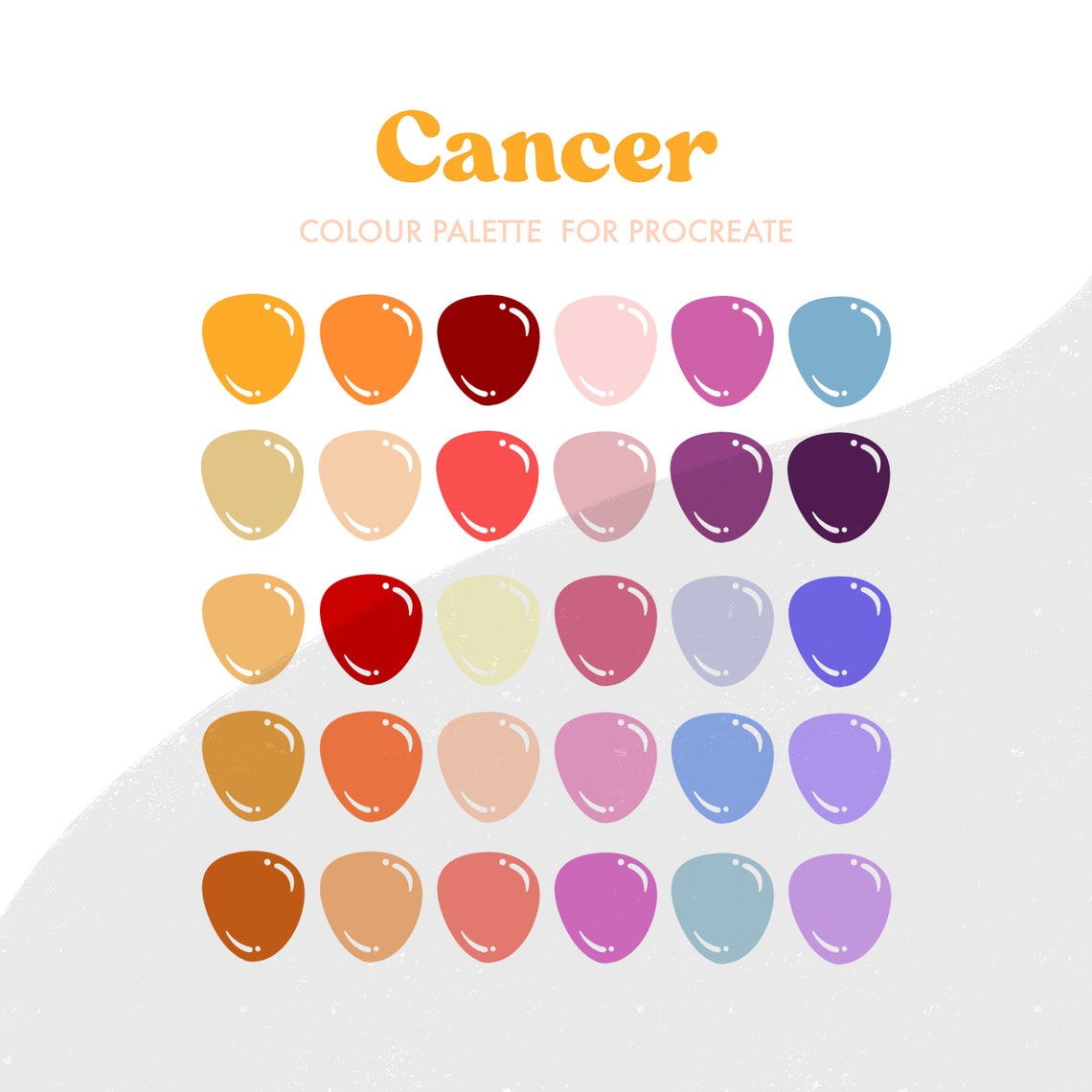 Cancer Zodiac Sign Colour Palette for Procreate | 30 Colours/swatches ...