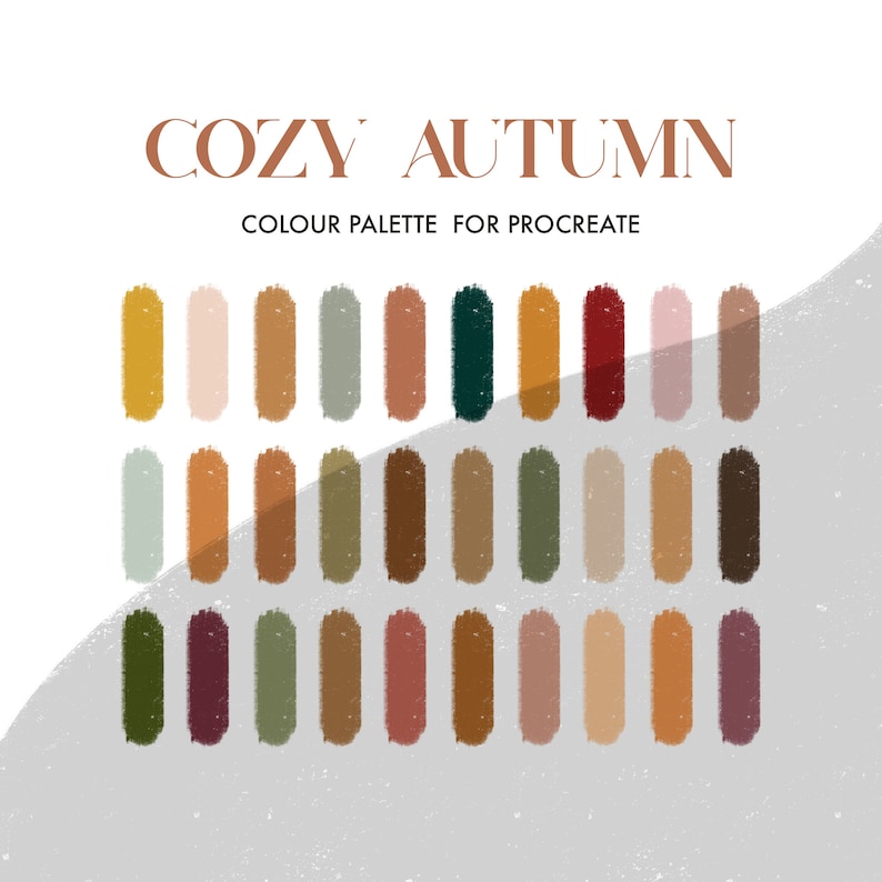Cozy Autumn Colour Palette for Procreate | 30 Colours/swatches - Etsy