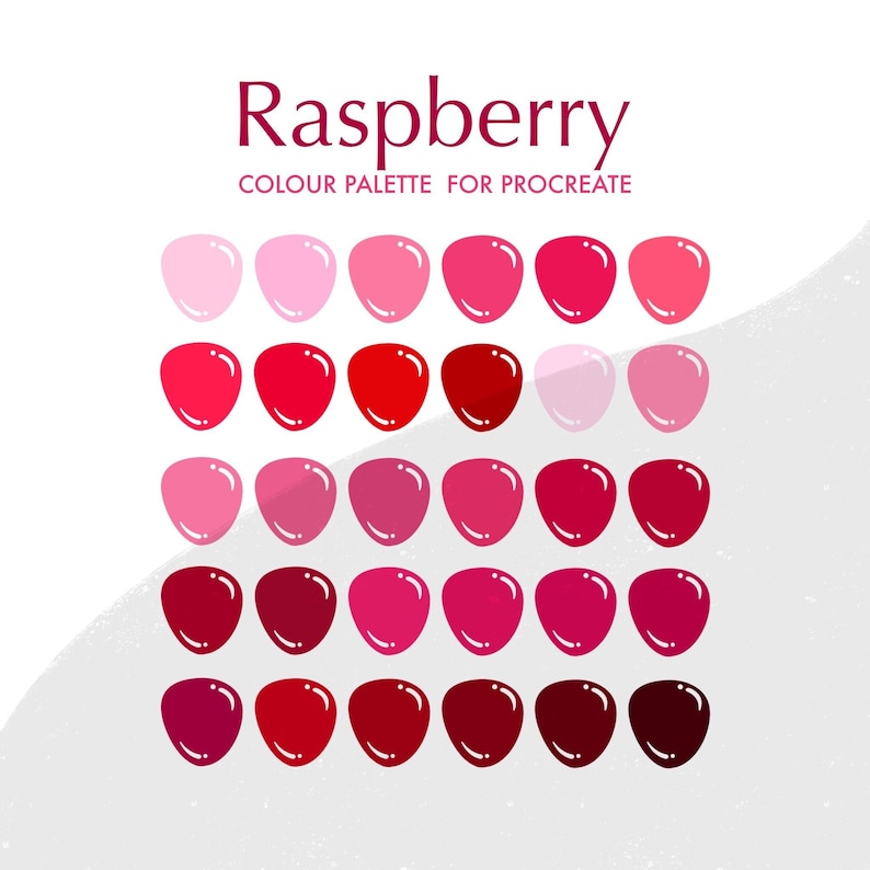 Raspberry Colour Palette for Procreate | Pinks, Reds, Burgundy | 30 ...