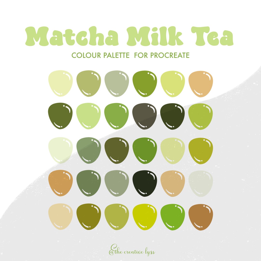 Matcha Milk Tea Boba Colour Palette for Procreate | 30 Colours/swatches ...
