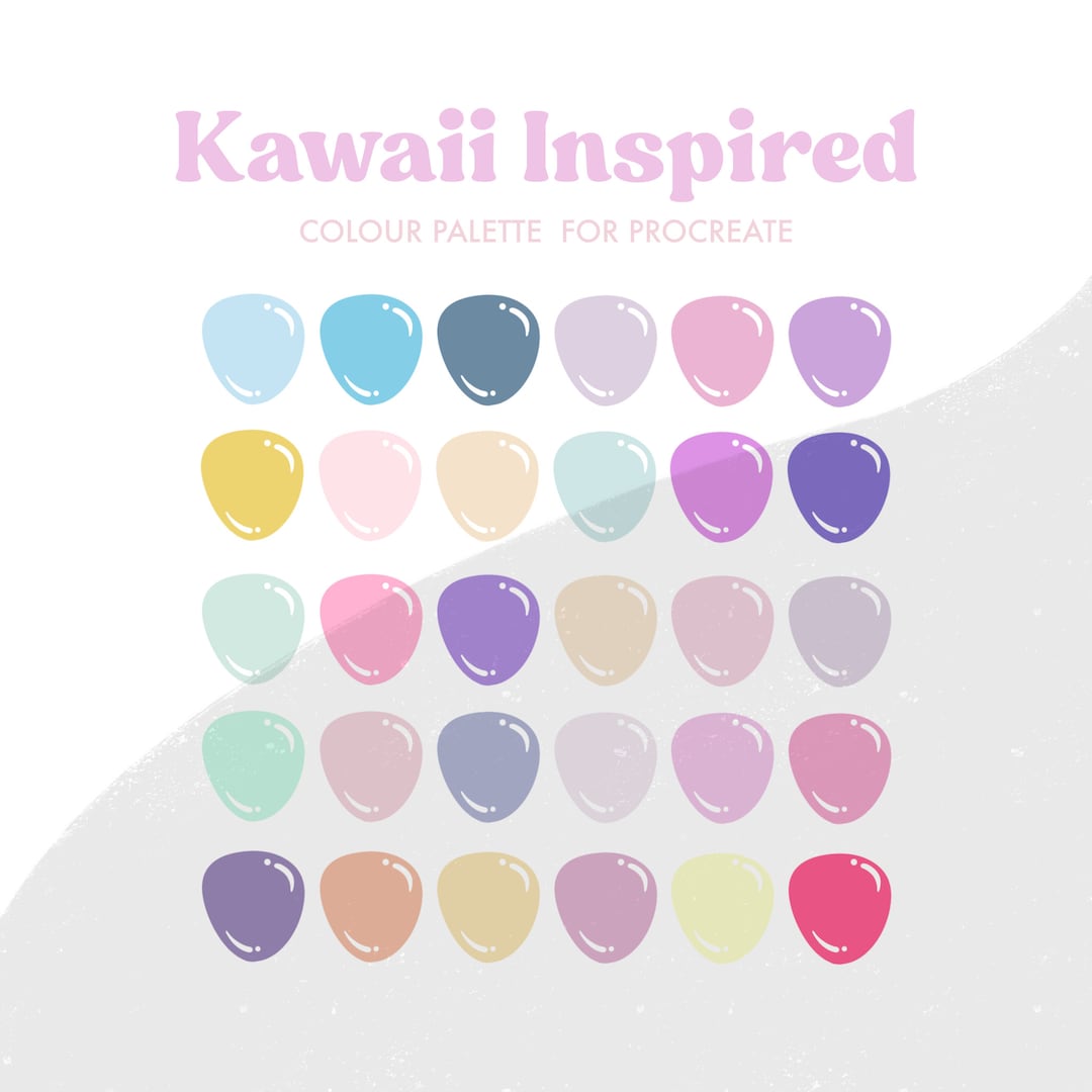 Kawaii Inspired Colour Palette for Procreate | Cute Colours | 30 ...