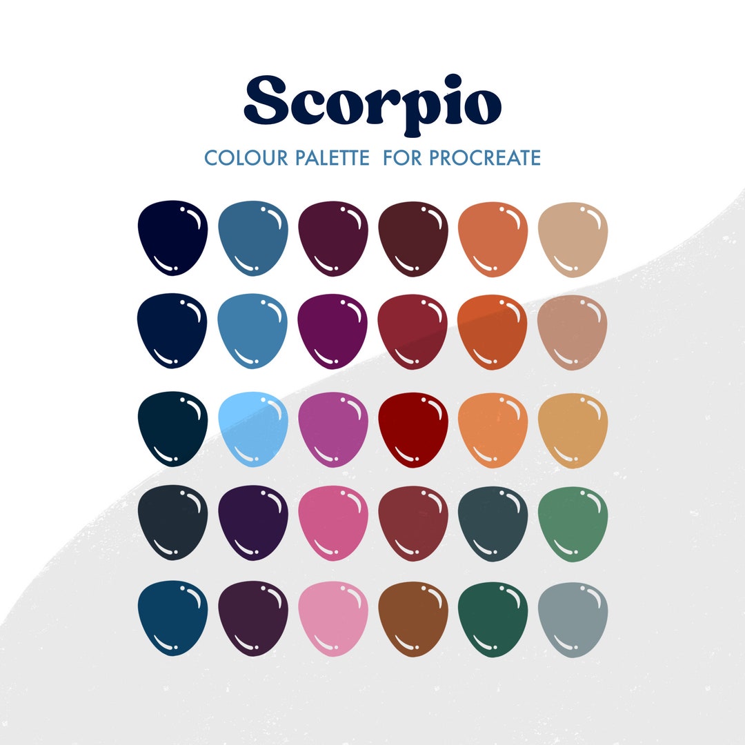 Scorpio Zodiac Sign Colour Palette for Procreate | 30 Colours/swatches ...