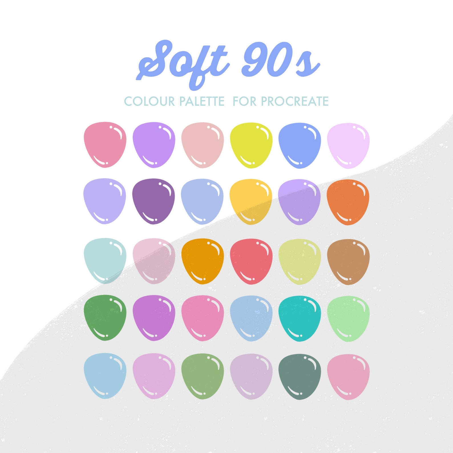 Soft 90s Color Palette for Procreate | 30 Colours/swatches | iPad ...