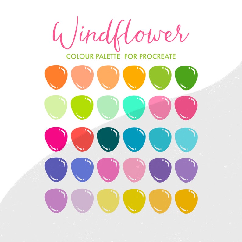 Windflower Colour Palette for Procreate | 30 Colours/swatches | iPad ...