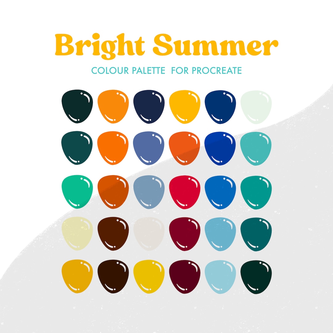 Bright Summer Colour Palette for Procreate | 30 Colours/swatches - Etsy