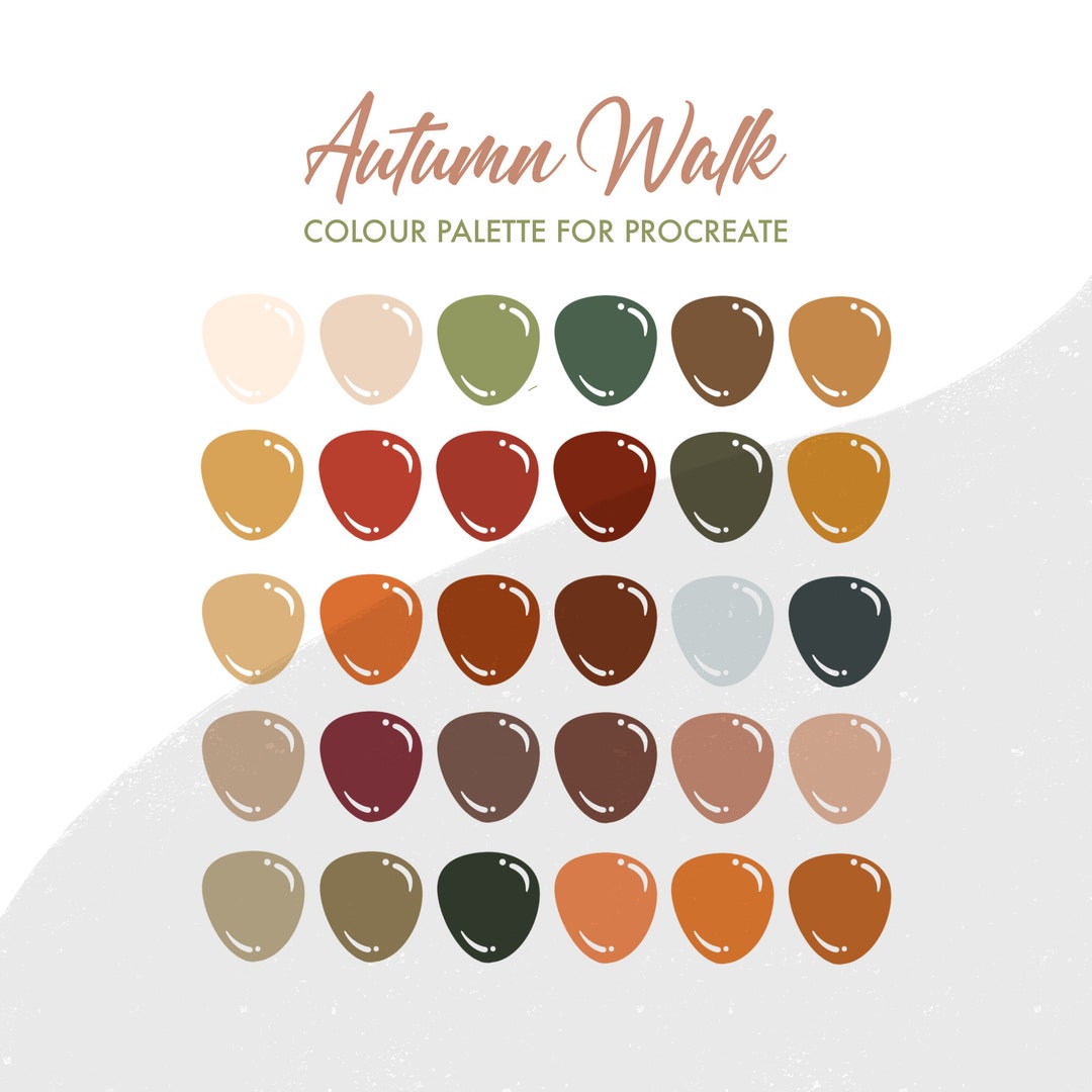Autumn Walk Colour Palette For Procreate 30 Colours Swatches Etsy