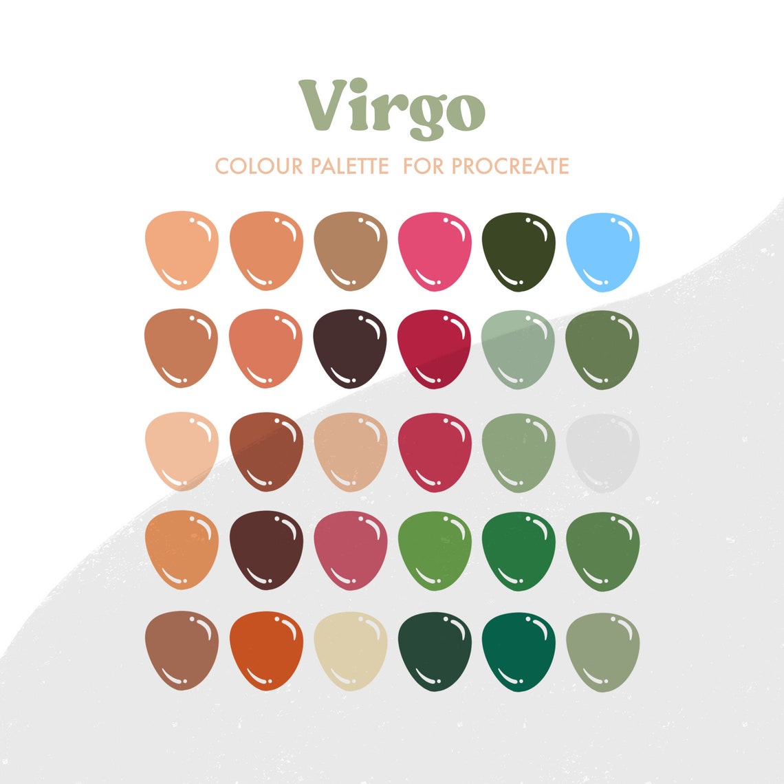 Virgo Zodiac Sign Colour Palette for Procreate | 30 Colours/swatches - Etsy