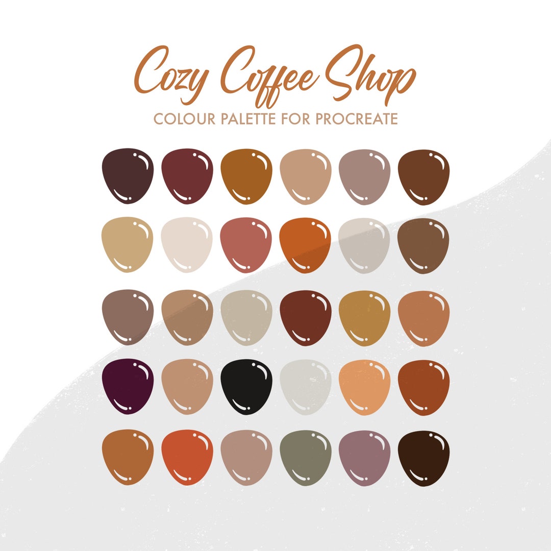 Cozy Coffee Shop Colour Palette for Procreate | 30 Colours/swatches - Etsy