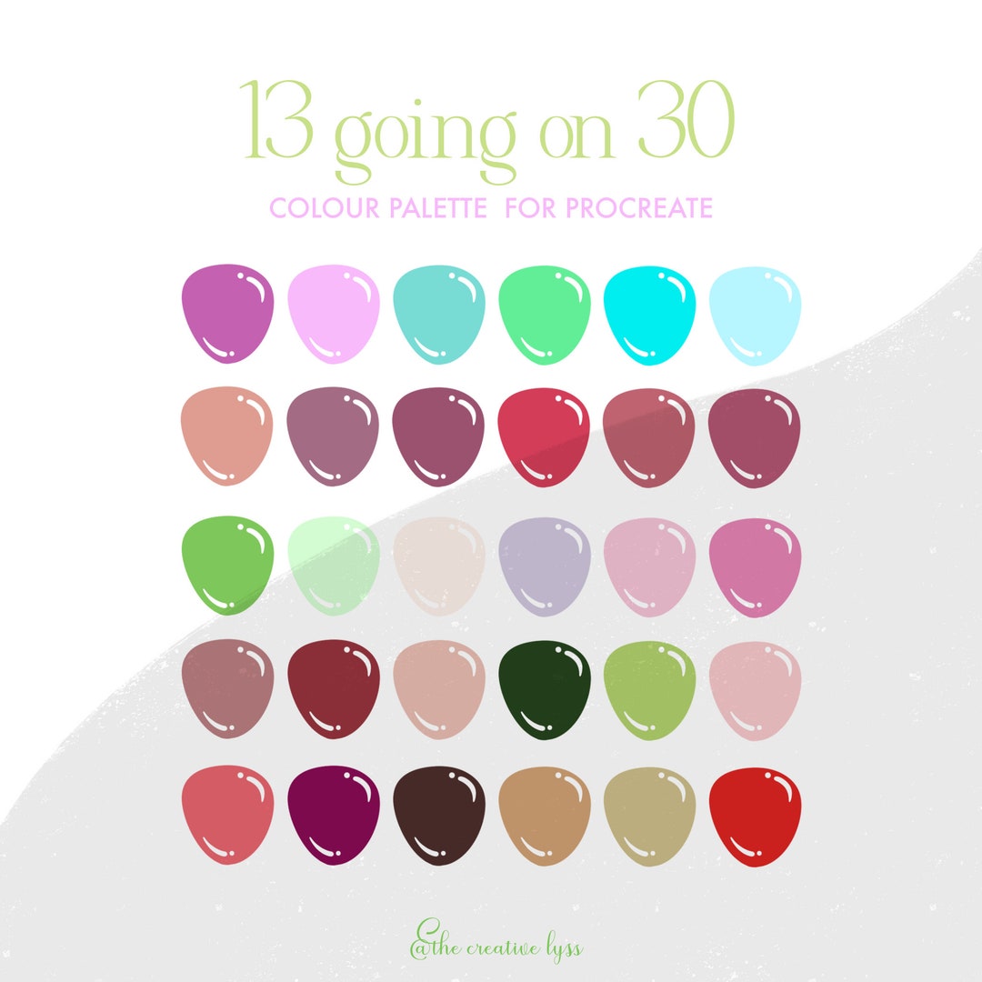 13 Going on 30 Colour Palette for Procreate | 2000s Movies | 30 Colours ...
