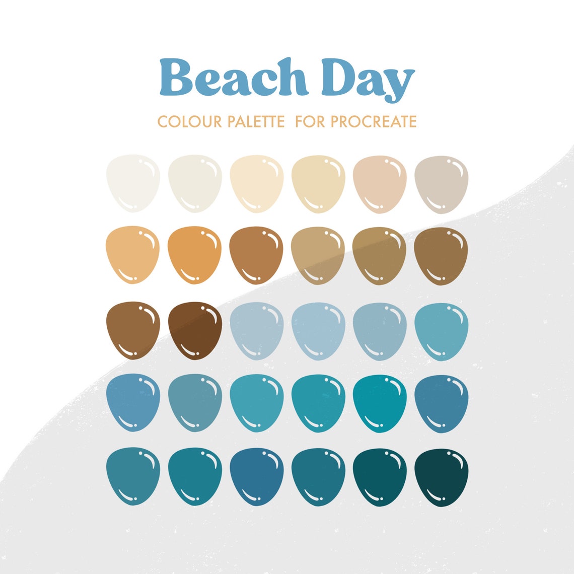Beach Day Color Palette for Procreate | 30 Colours/swatches | iPad ...