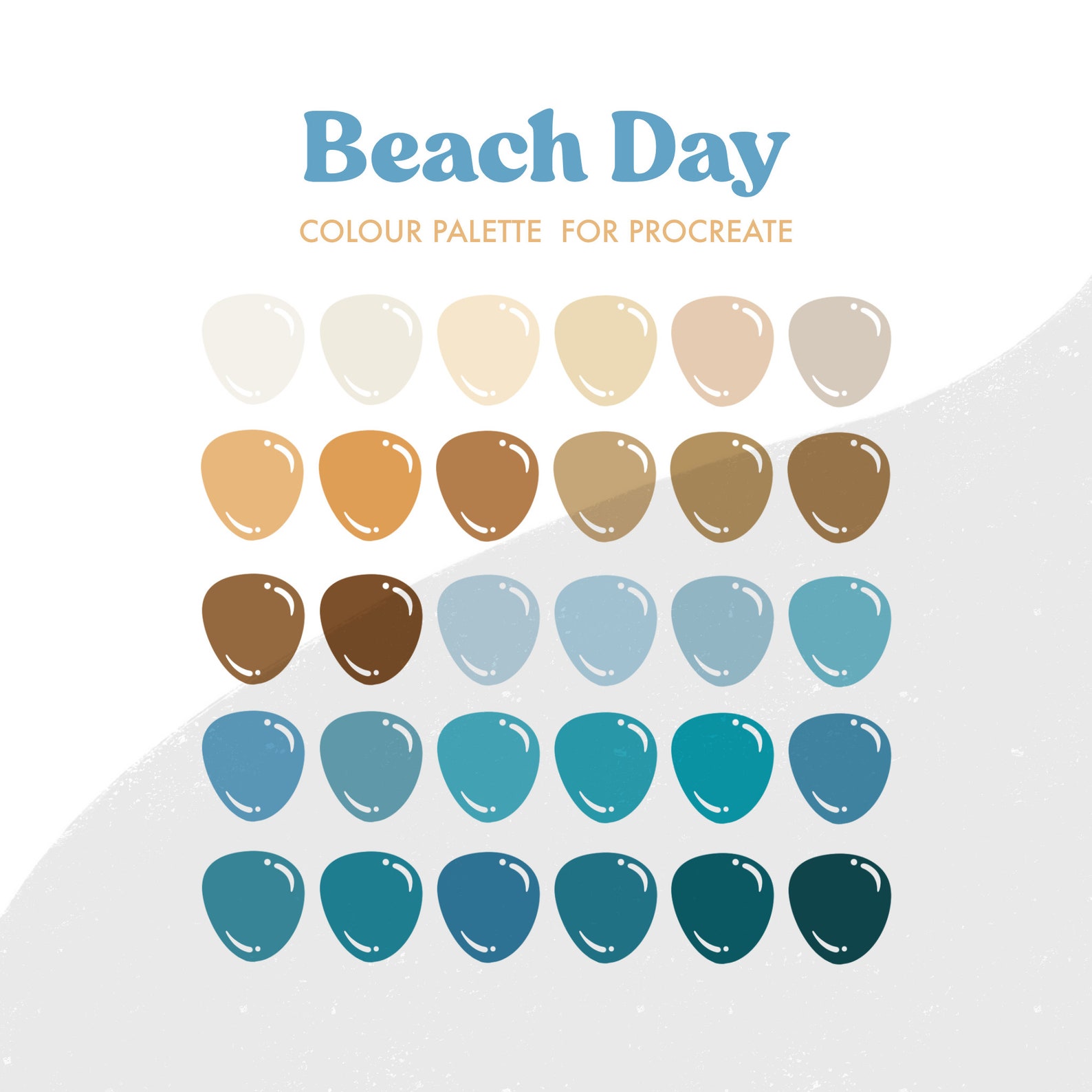 Beach Day Color Palette For Procreate 30 Colours Swatches Etsy