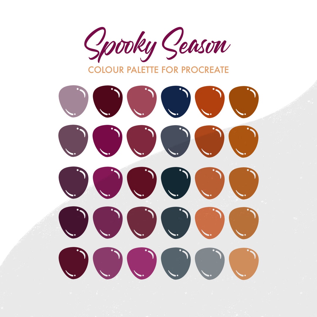 Spooky Season Colour Palette for Procreate | 30 Colours/swatches - Etsy