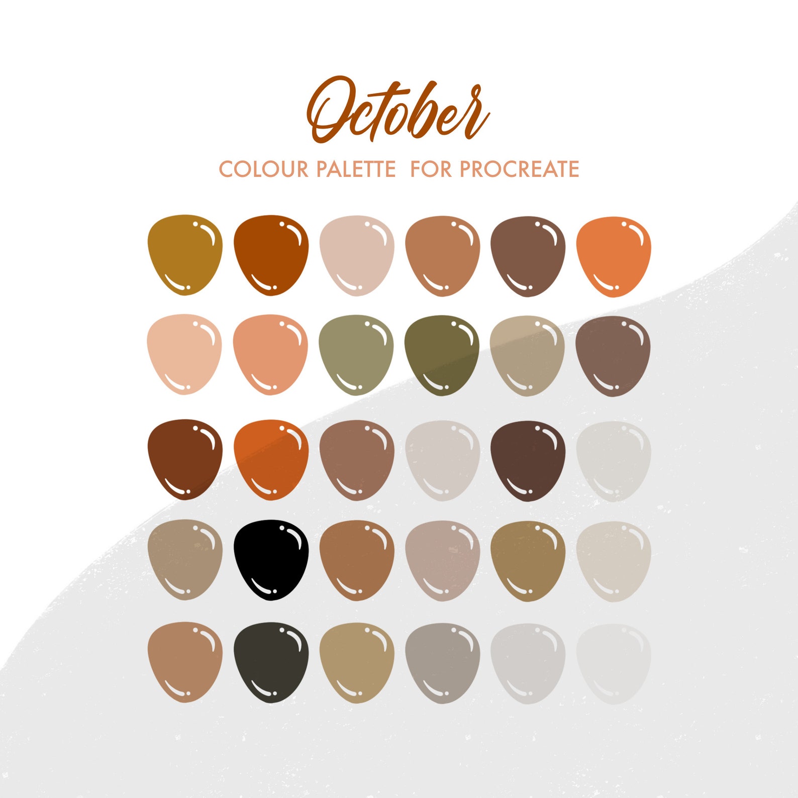 October Autumn Colour Palette for Procreate | 30 Colours/swatches - Etsy
