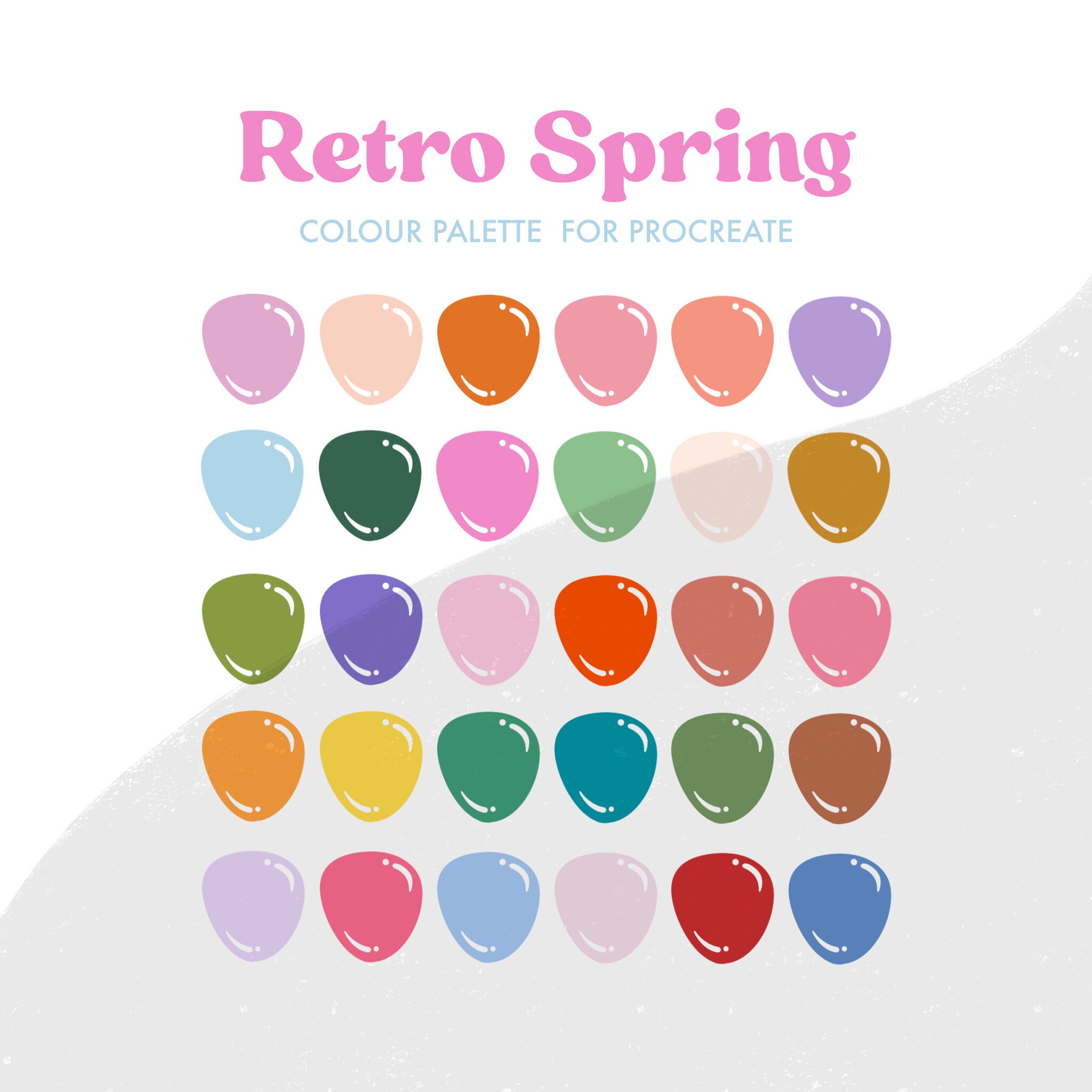 Retro Spring Colour Palette for Procreate | 30 Colours/swatches - Etsy