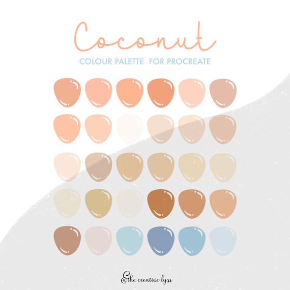Coconut Colour Palette for Procreate 30 Colours/swatches | Etsy