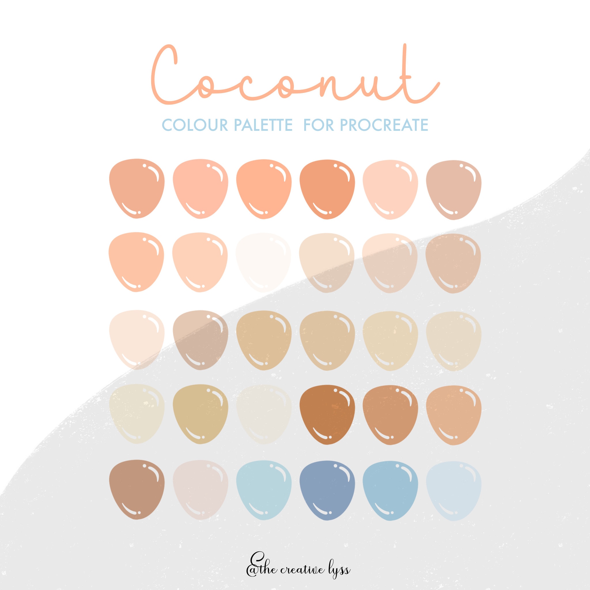 Coconut Colour Palette for Procreate | 30 Colours/swatches - Etsy