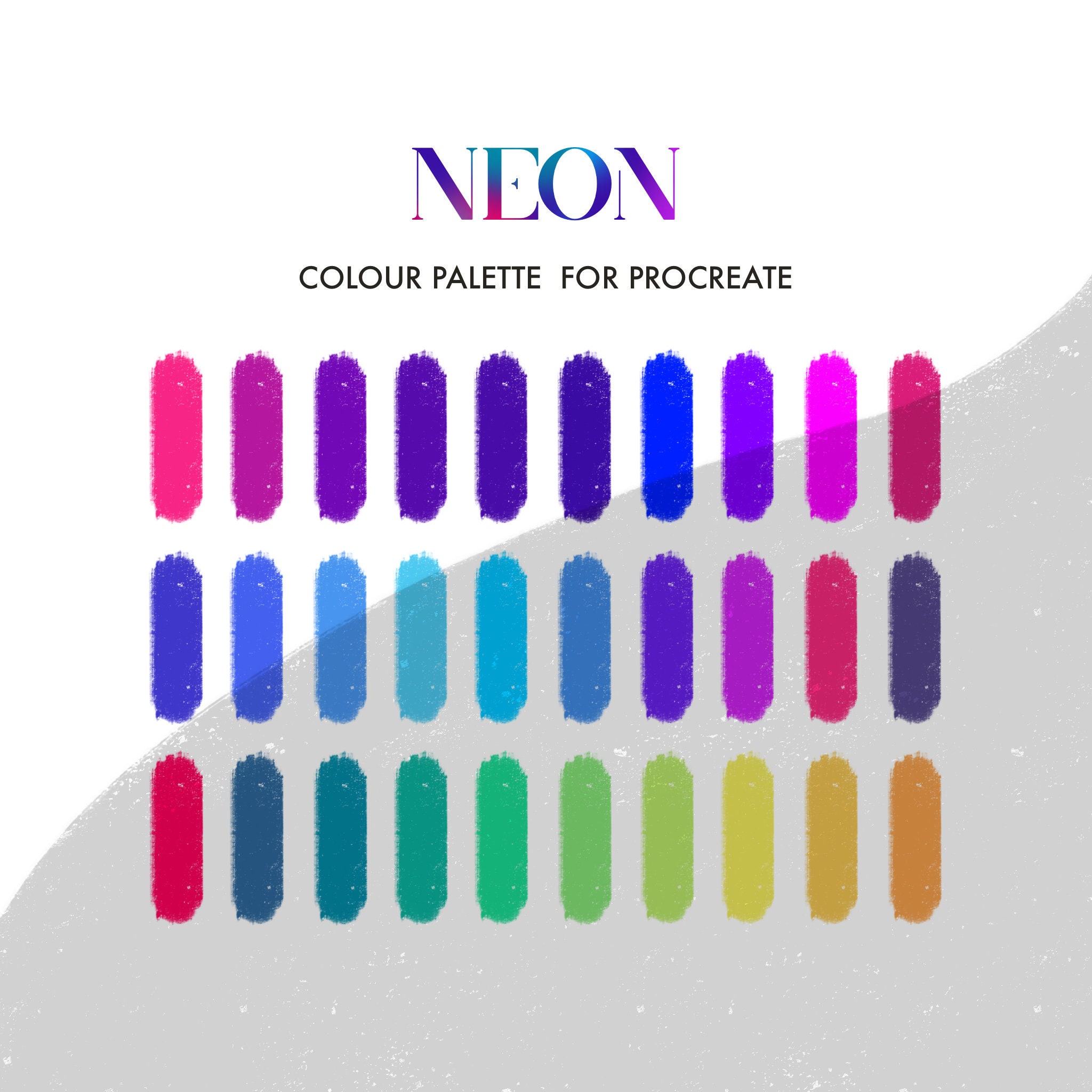 Neon Colour Palette for Procreate | 30 Colours/swatches - Etsy