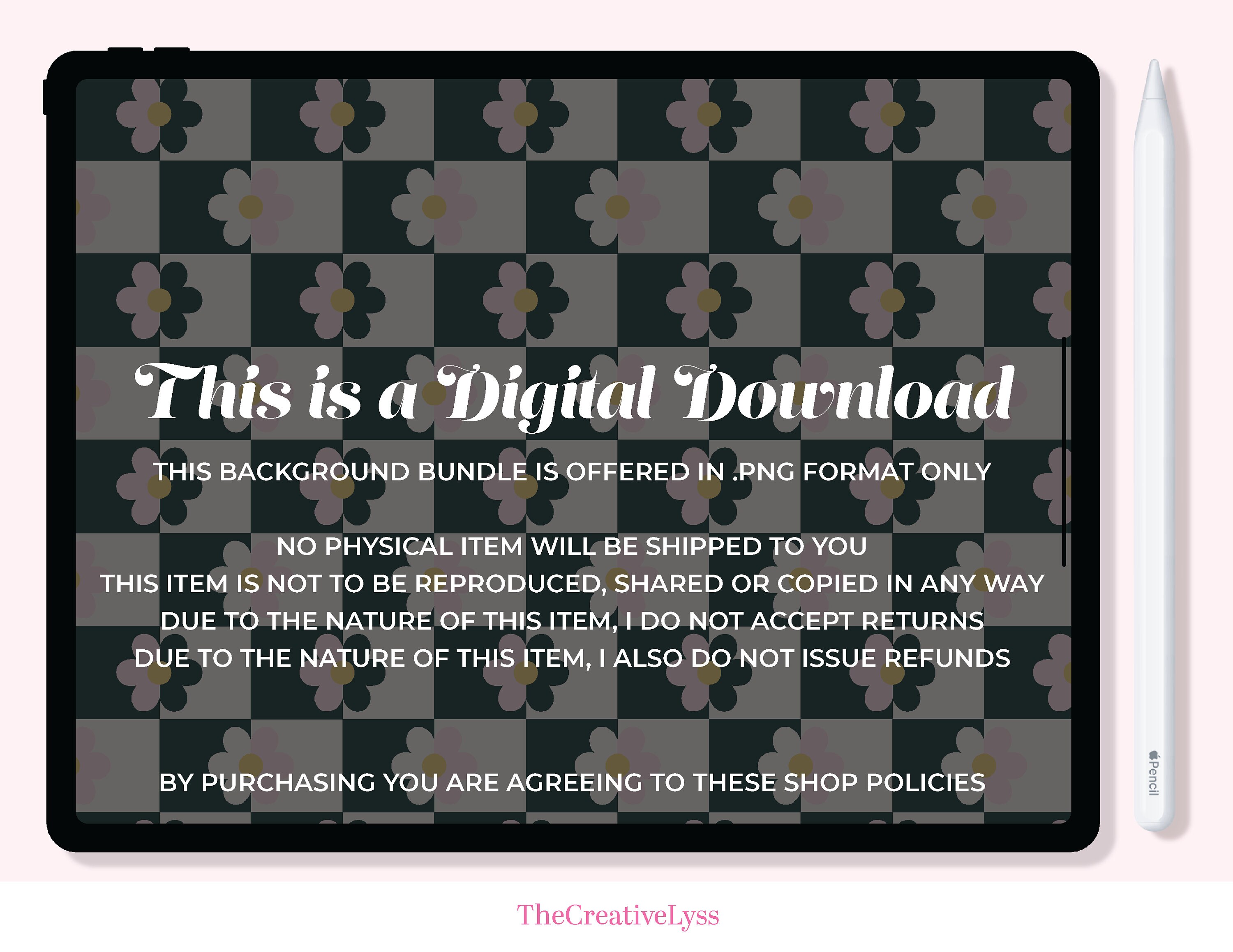 Checkered Daisy Backgrounds | Pastel Colours | Digital Asset, Pattern ...