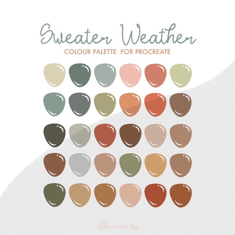 Sweater Weather Colour Palette for Procreate | 30 Colours/swatches - Etsy