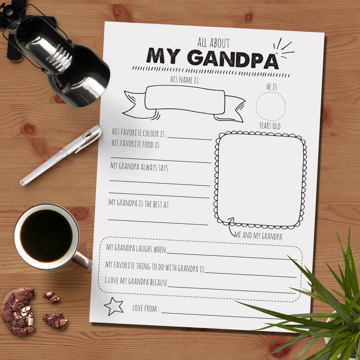 All About My Grandpa Printable Father's Day Questionnaire Personalized ...