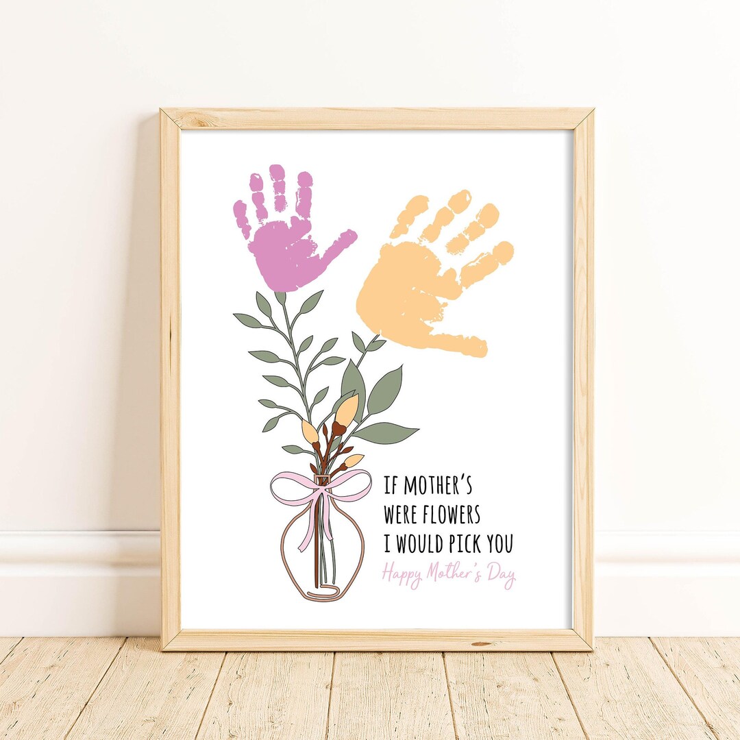 Huella de la flor del Día de las Madres Regalo imprimible para mamá o ...