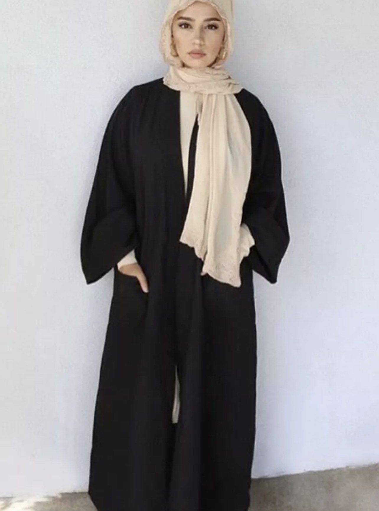 Black Open Abaya With Pockets - Etsy