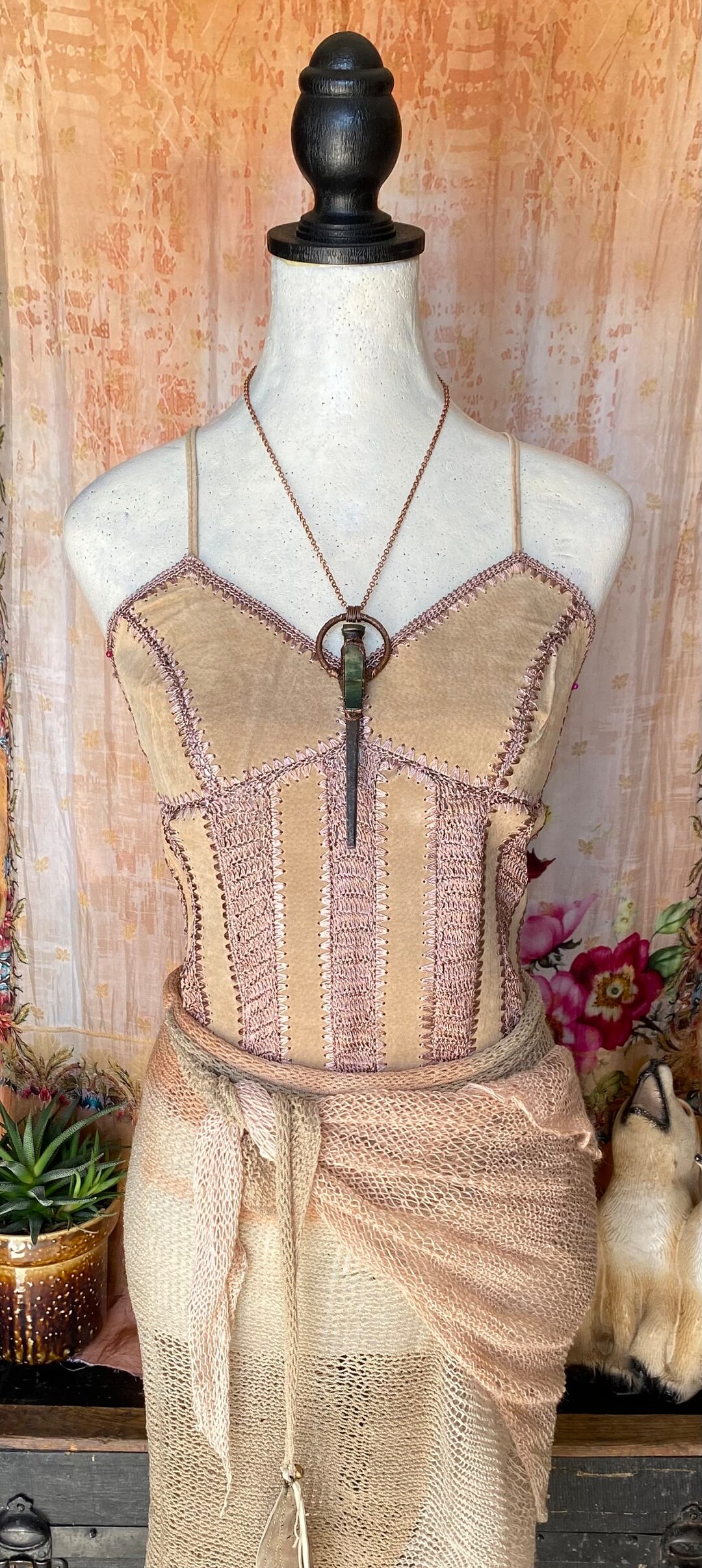 Copper Electroformed Coffin Nail Necklace, Indian Jasper, Goth ...