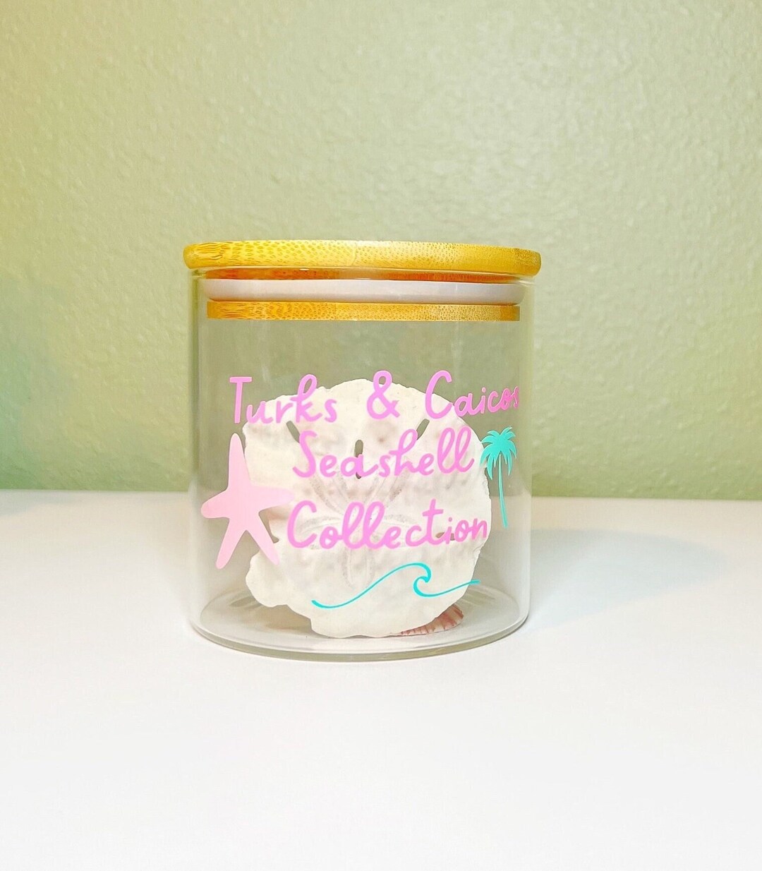 Custom Seashell Jar, Personalized Glass Shell Jar With Lid, Seashell ...