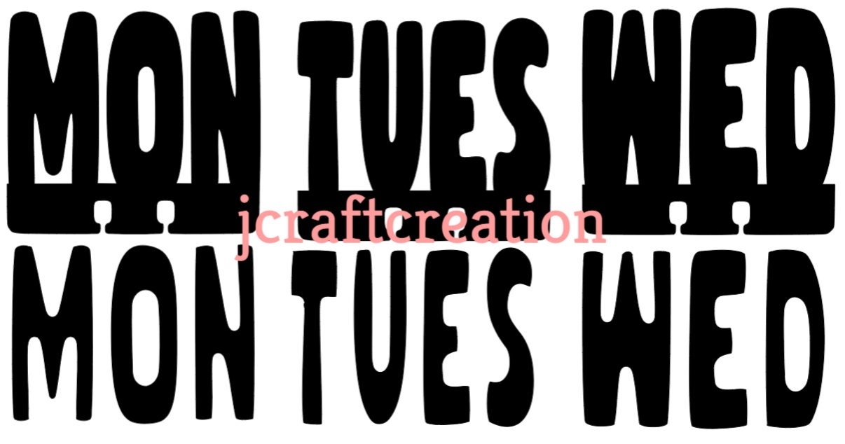 Days of the Week Memory Dex Card, Digital, Cut File SVG, PNG - Etsy