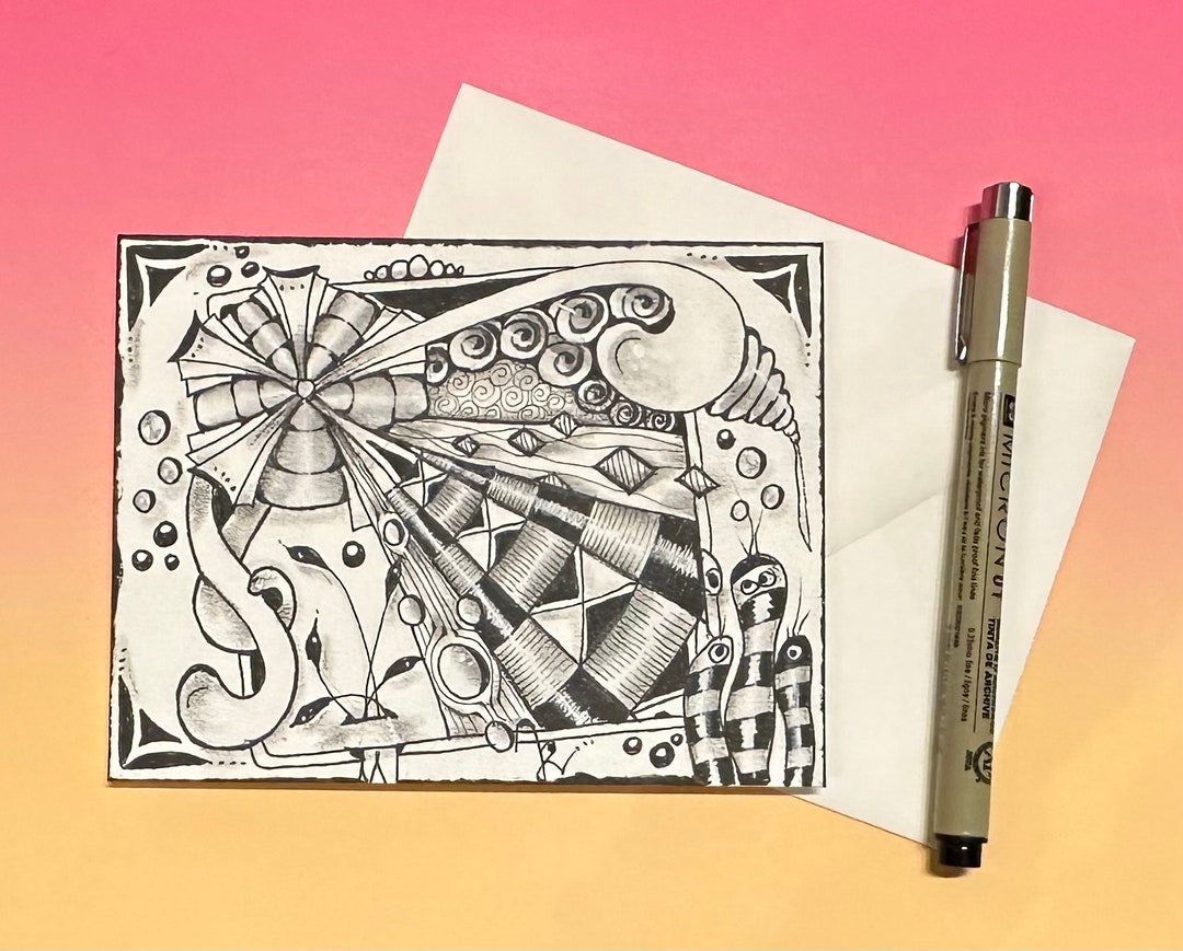 Zentangle® Inspired Individually Hand Drawn Blank Notecards. - Etsy