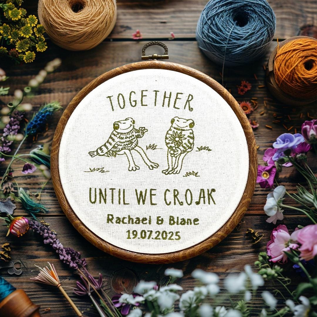 Personalised Frog Wedding Gift Hoop – Custom Couple Names & Date ...