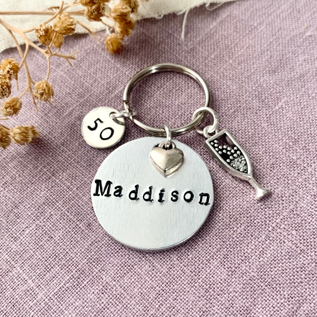 Women's 50th Birthday Keyring With Charm - Happy 50th Birthday ...
