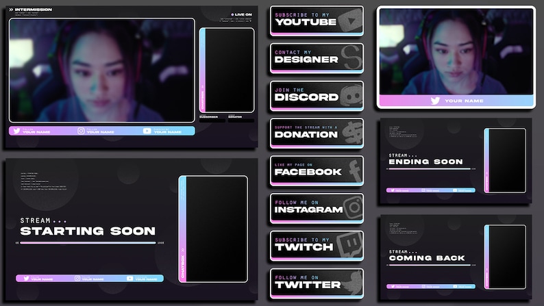 Stream Pack / Animated Stream Package / Overlays / Twitch Assets "sweet ...