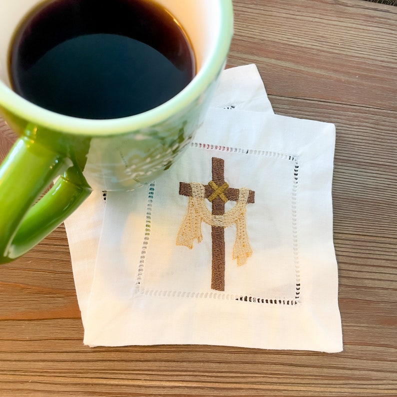 Cross Cocktail Napkins | Resurrection Cross | Embroidered | 6 ...