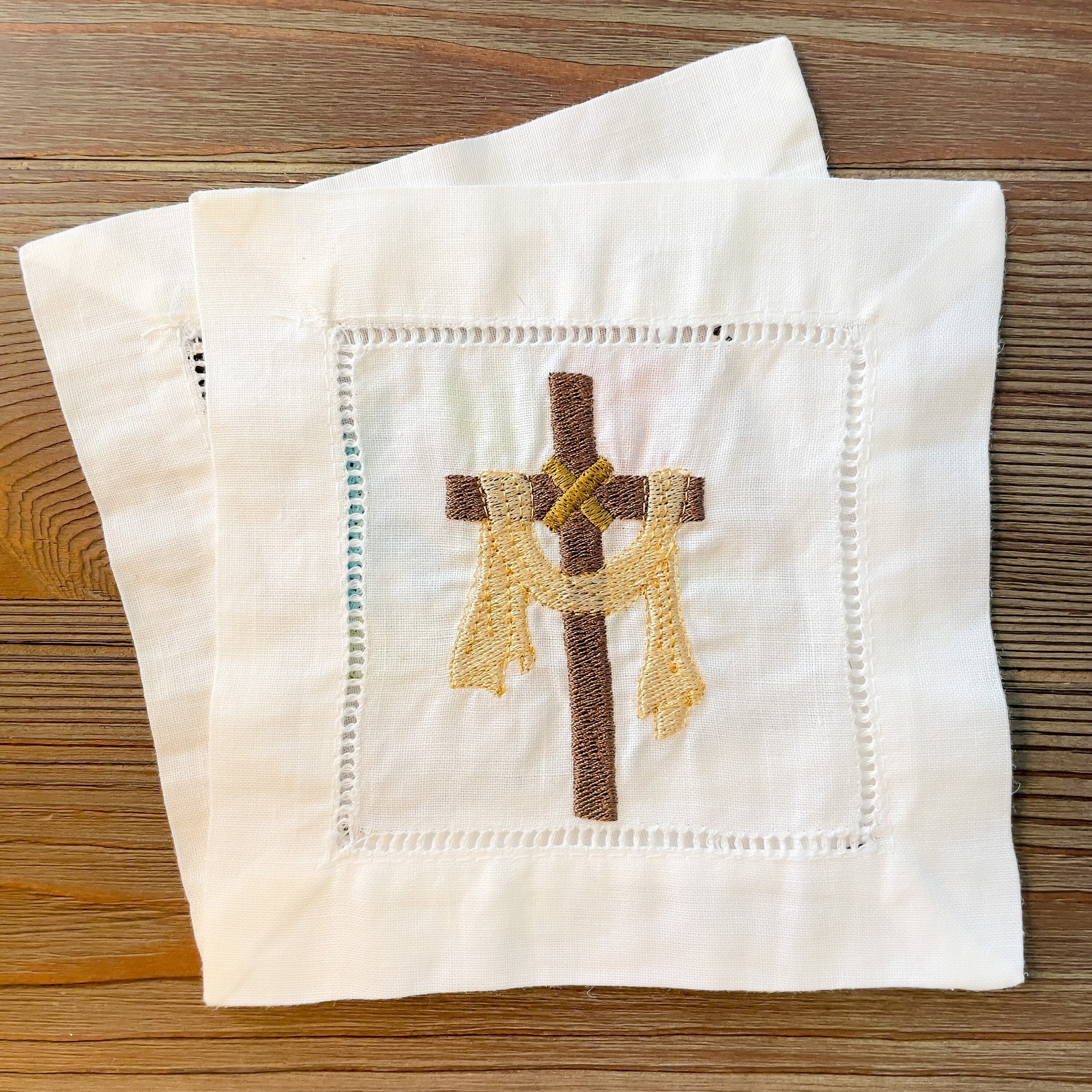 Cross Cocktail Napkins | Resurrection Cross | Embroidered | 6 ...