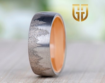 Pine Tree Wedding Band Men - Etsy