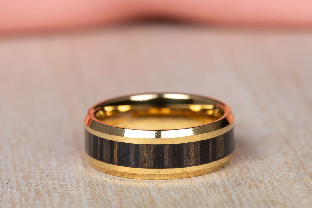 Gold Plated Mens Wedding Band 14k Gold Plated Tungsten Ring - Etsy