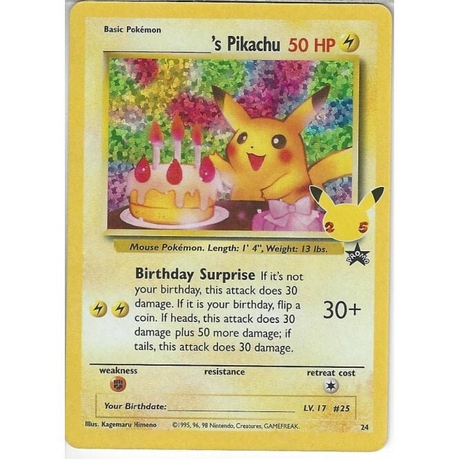 Birthday Pikachu _____'s Pikachu celebrations 25th Anniversary - Etsy