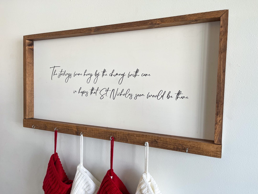 Stocking Hanger - Christmas Stocking Sign - Wood Stocking Hanger - Wall ...