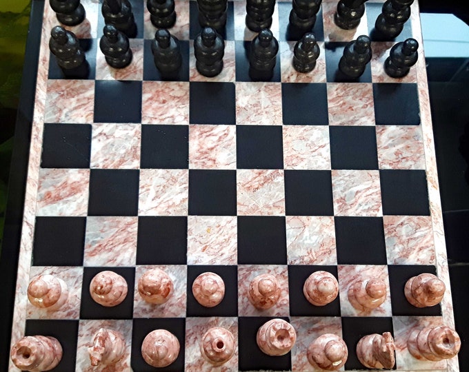 Pink Granite and Onyx Stone Chess Set and Board - Etsy