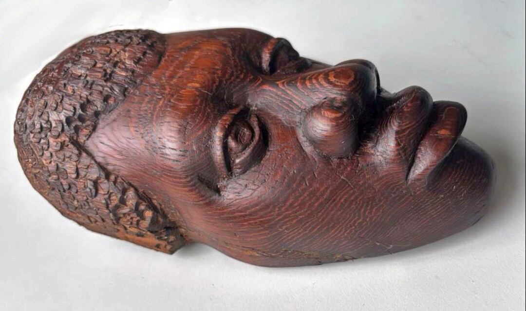 Ironwood Memorial Mask Sculpture, Tribal Folk Art Carving Man's Face ...