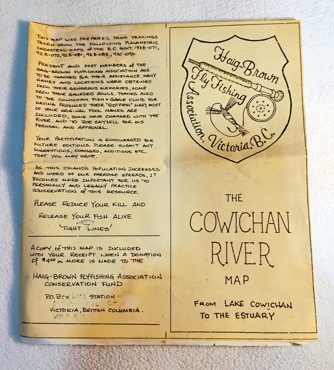 Haig-brown Fly Fishing Map of the Cowichan River, Haig-brown Fly ...