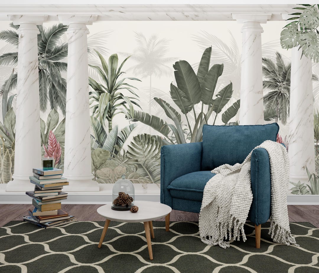 Hellenistic Columns Wallpaper Classical Architecture Details and Forest ...