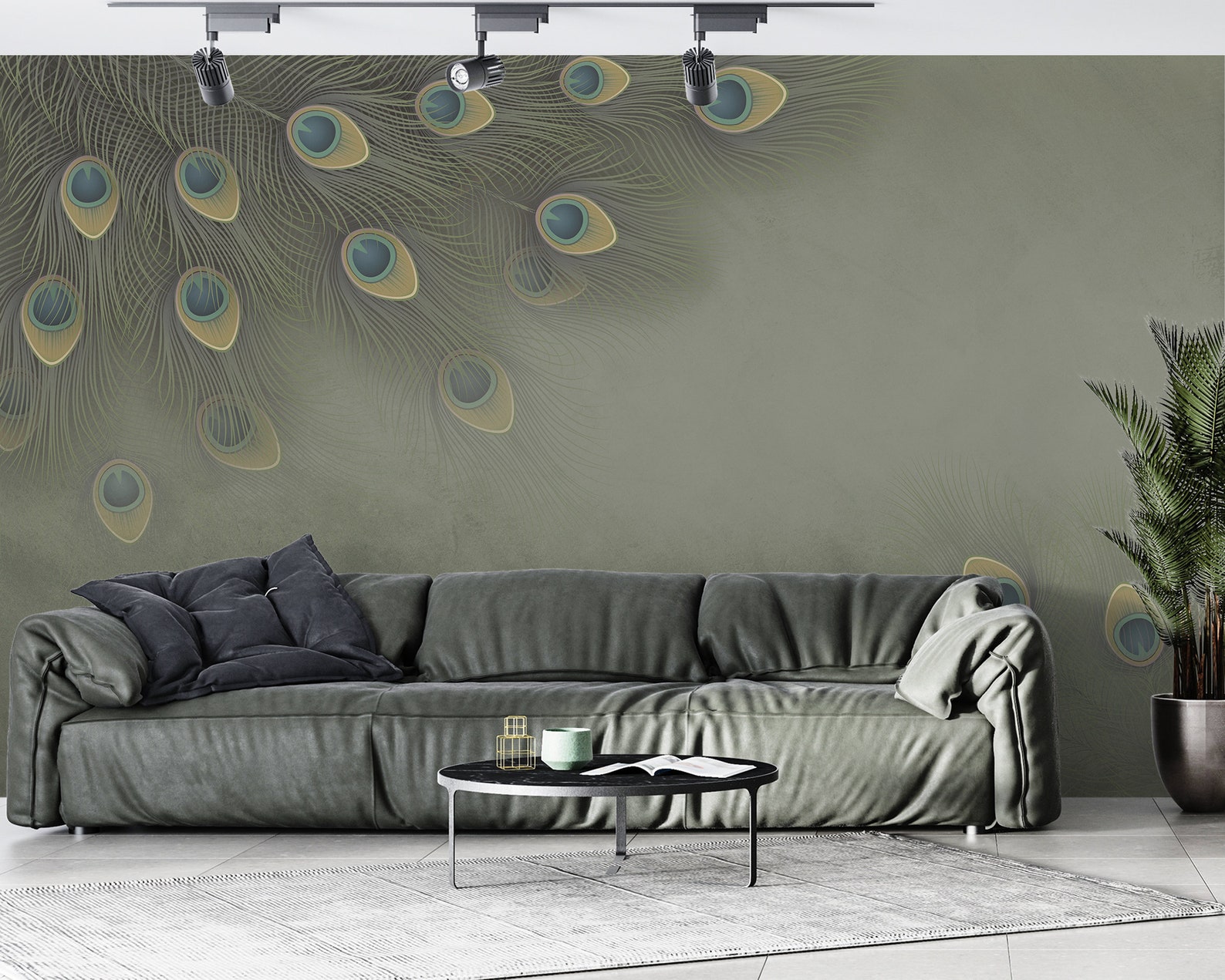 Peacock Feathers Wallpaper. Peacock Wall Mural. Tropical Wallpaper ...