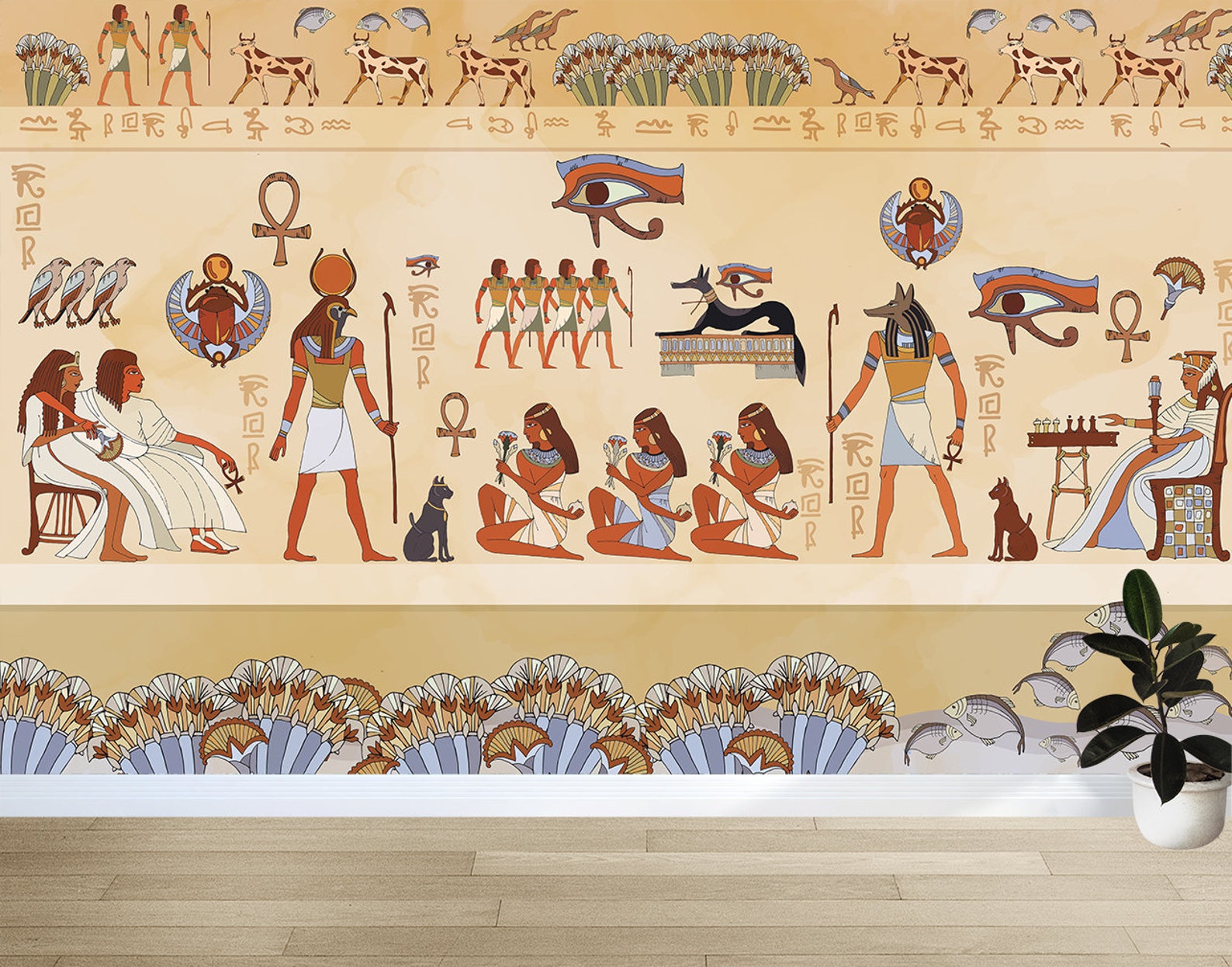 Ancient Egypt Wallpaper. Eye of Horus Wall Mural. Anubis Ra - Etsy UK