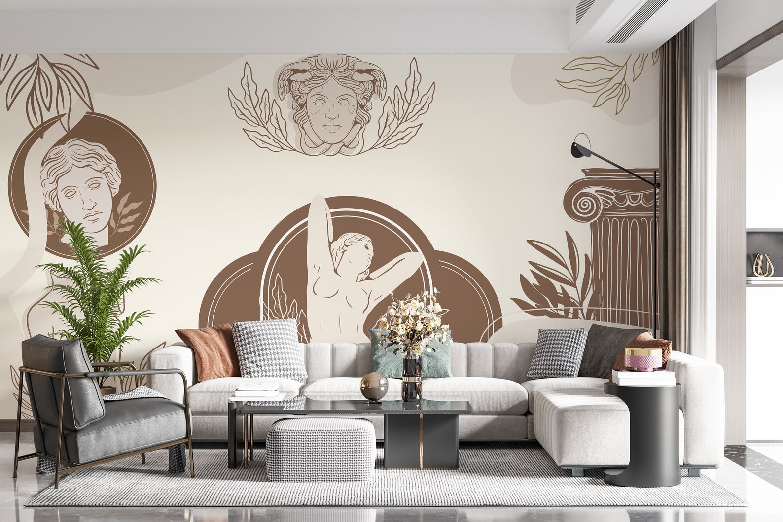 Modern Style Hellenistic Wallpaper. Greek Goddess Wallpaper. - Etsy