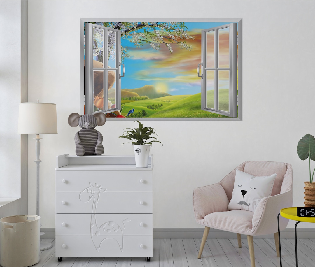 Landscape Window View Peel and Stick Poster Customizable Wall Sticker ...