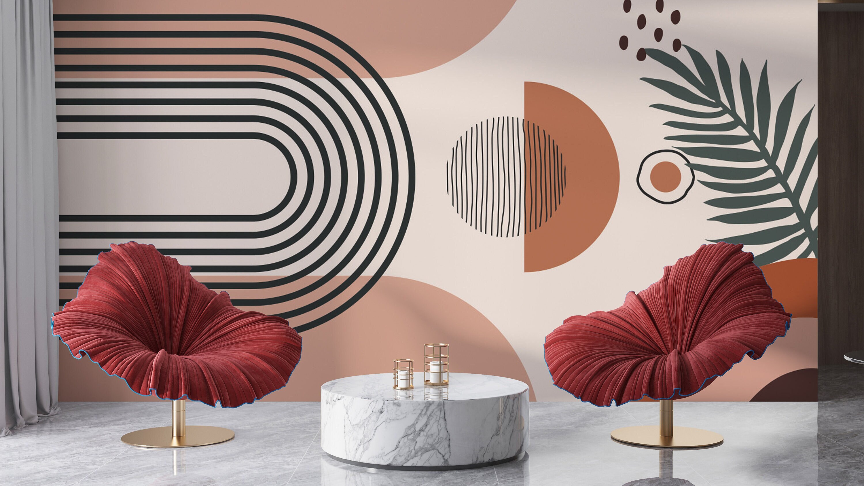 Mid Century Modern Wallpaper. Retro, Vintage, Boho Designs ...