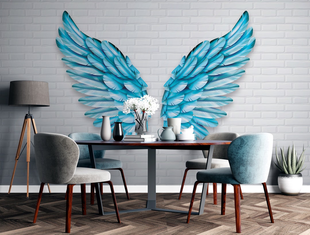 Angel Wings Wall Mural: Customizable Brick Background Wallpaper - Etsy